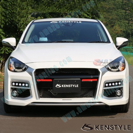 Kenstyle EIK Front Bumper with Grill Cover Aero Kit LED Daytime Running Light Bar fits 2015-2023 ...