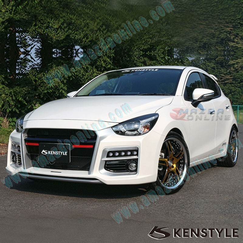 Kenstyle EIK Front Bumper with Grill Cover Aero Kit LED Daytime Running Light Bar fits 2015-2023 ...