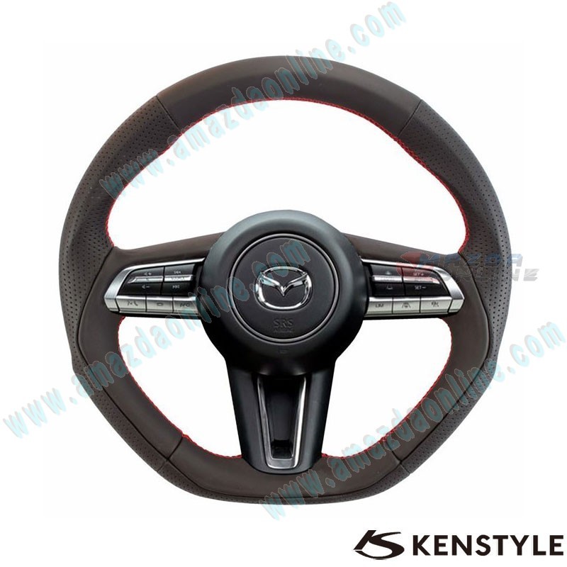 Kenstyle Flat Bottom Leather with Stitching Steering Wheel fits 2019 ...